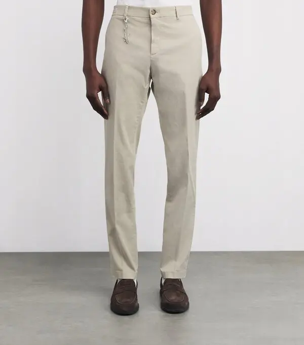Paul & Shark Cotton-blend Chinos With Shark Charm - Beige