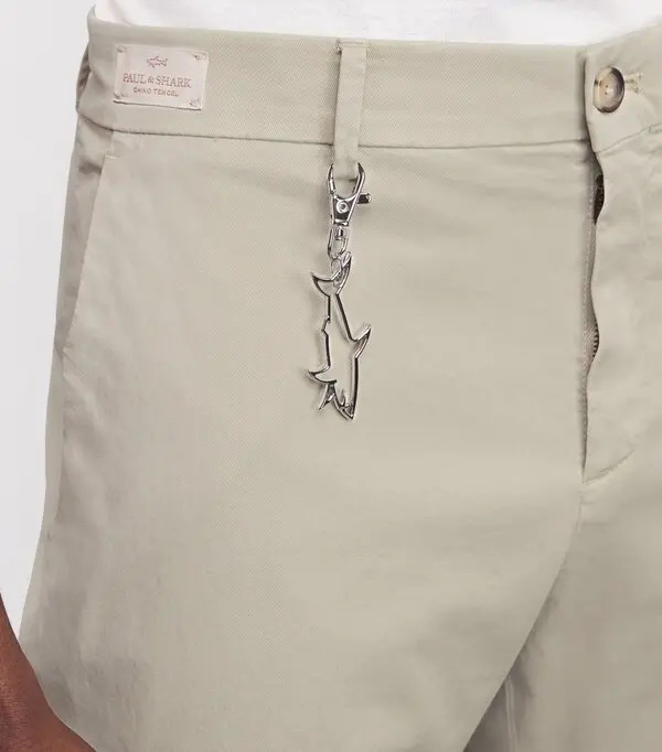 Paul & Shark Cotton-blend Chinos With Shark Charm - Beige