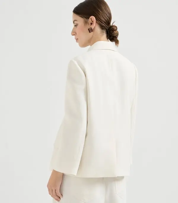 Brunello Cucinelli Twill Double-breasted Blazer - White