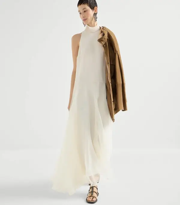Brunello Cucinelli Silk Maxi Dress - Yellow