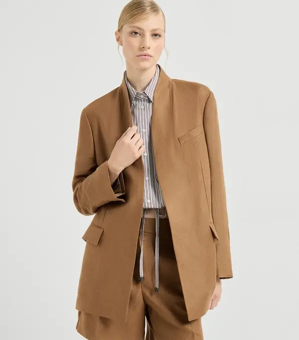 Brunello Cucinelli Linen Blazer - Brown