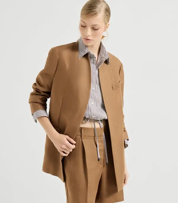 Brunello Cucinelli Linen Blazer - Brown