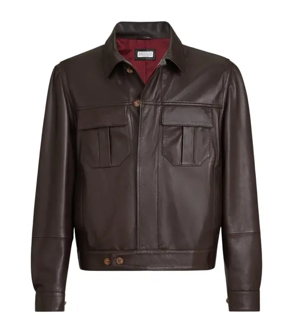 Brunello Cucinelli Nappa Leather Jacket - Brown