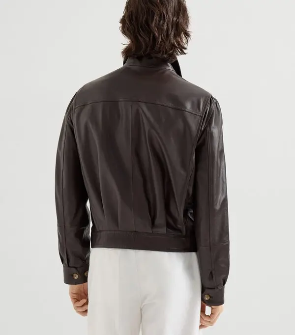 Brunello Cucinelli Nappa Leather Jacket - Brown