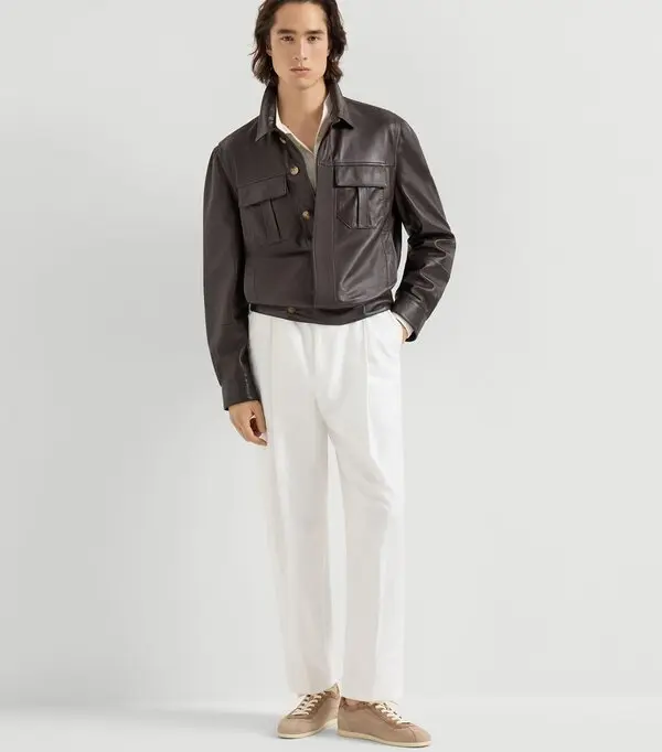 Brunello Cucinelli Nappa Leather Jacket - Brown