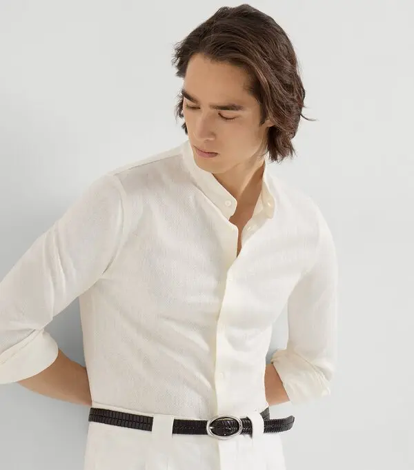 Brunello Cucinelli Linen-cotton Chevron Shirt