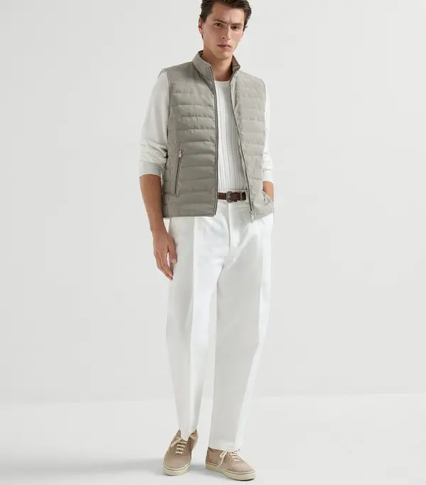 Brunello Cucinelli Bonded Nylon Down Gilet - Brown