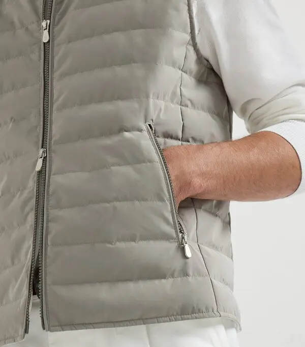 Brunello Cucinelli Bonded Nylon Down Gilet - Brown