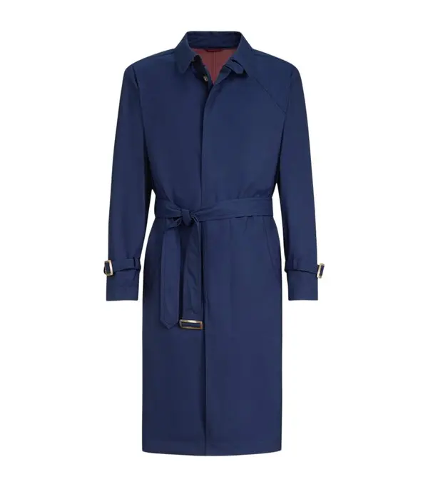Brunello Cucinelli Wool Fresco Trench Coat - Blue