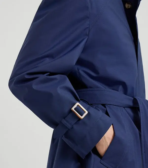 Brunello Cucinelli Wool Fresco Trench Coat - Blue