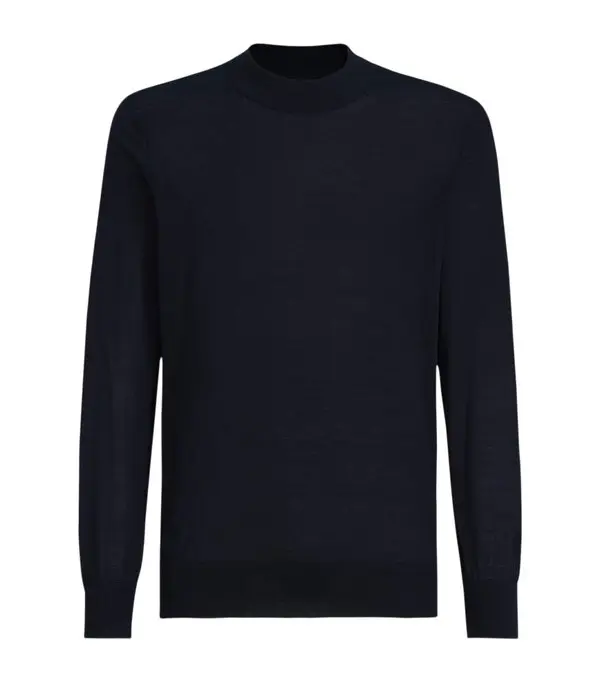 Brunello Cucinelli Silk-cotton High-neck Sweater - Blue