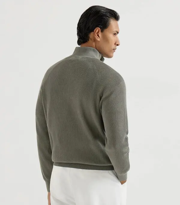 Brunello Cucinelli Cotton Quarter-zip Sweater - Brown