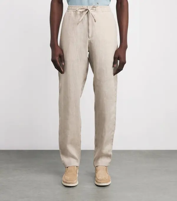 Canali Linen Drawstring Trousers - Beige