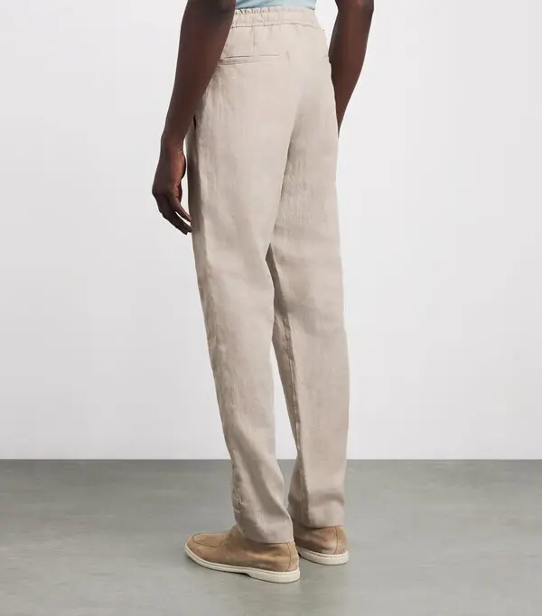 Canali Linen Drawstring Trousers - Beige