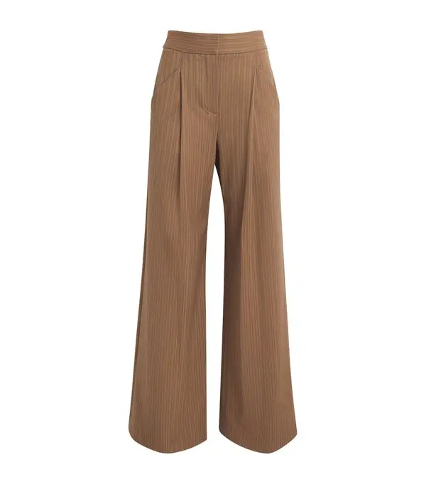 Veronica Beard Pinstriped Rimini Wide-leg Trousers - Brown