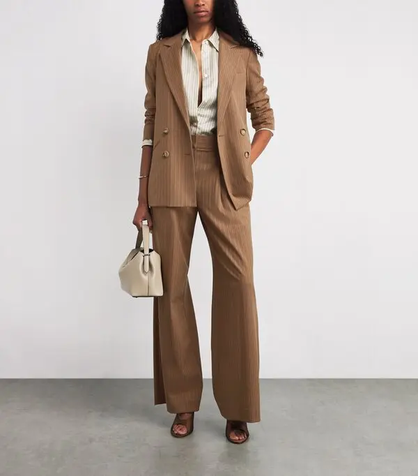 Veronica Beard Pinstriped Rimini Wide-leg Trousers - Brown