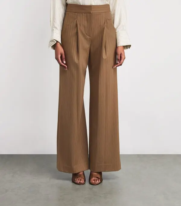 Veronica Beard Pinstriped Rimini Wide-leg Trousers - Brown