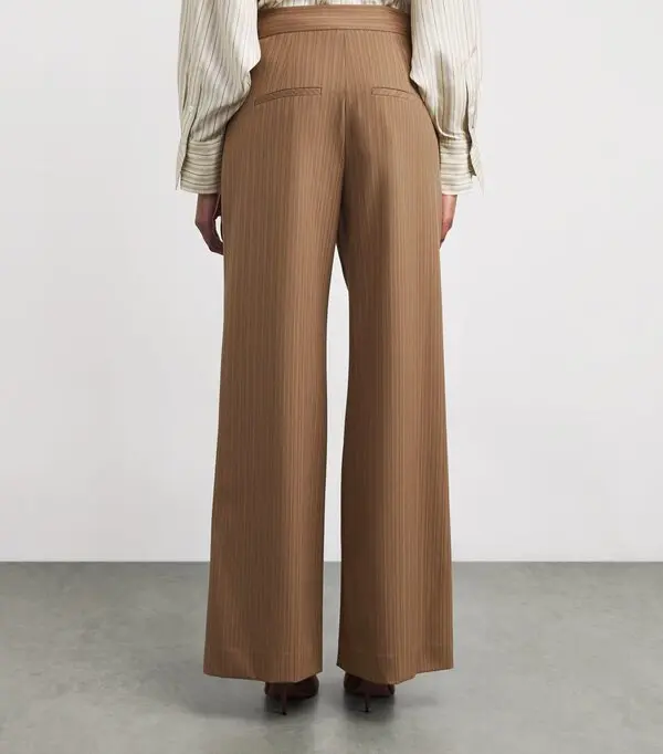 Veronica Beard Pinstriped Rimini Wide-leg Trousers - Brown