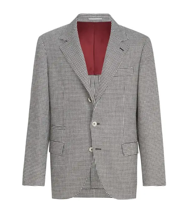 Brunello Cucinelli Virgin Wool-blend Houndstooth Deconstructed Blazer - Black