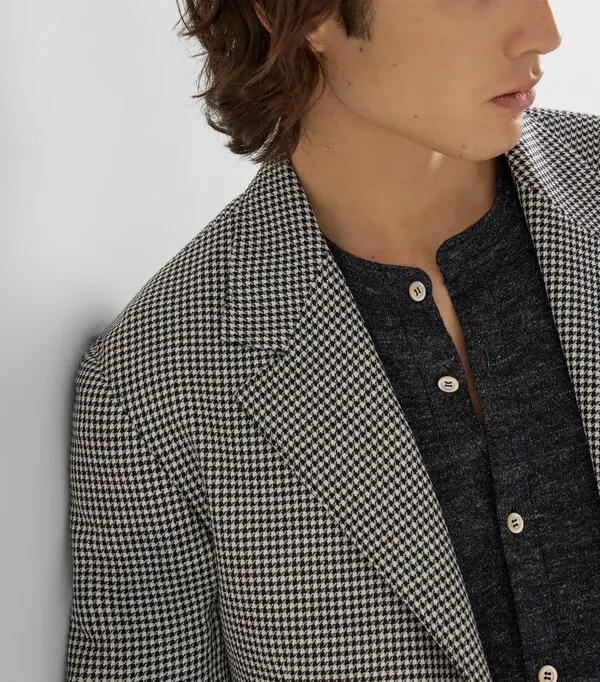 Brunello Cucinelli Virgin Wool-blend Houndstooth Deconstructed Blazer - Black