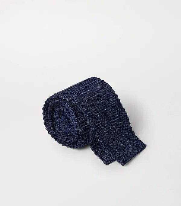 Brunello Cucinelli Silk Knit Tie - Blue