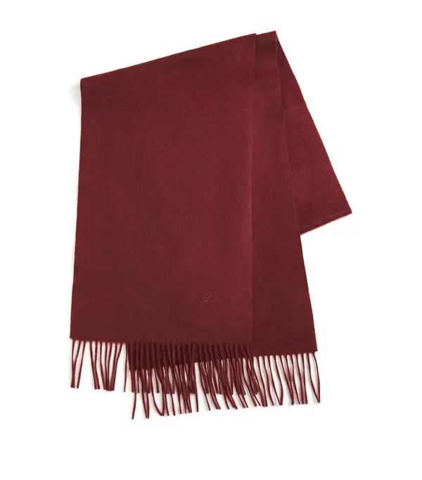 Brioni Cashmere Fringed Scarf - Burgundy