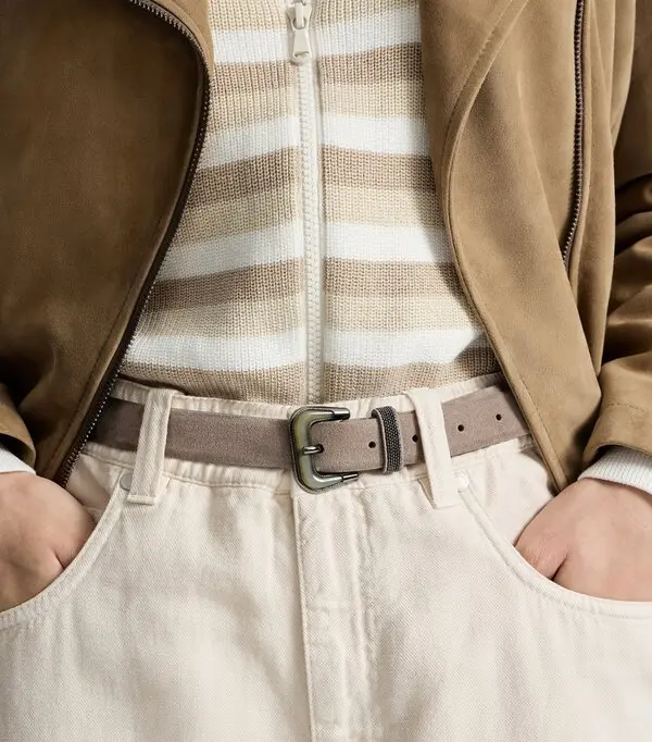 Brunello Cucinelli Suede Belt With Monili Detail