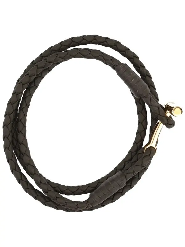 TOM FORD Braided Leather Bracelet - Green