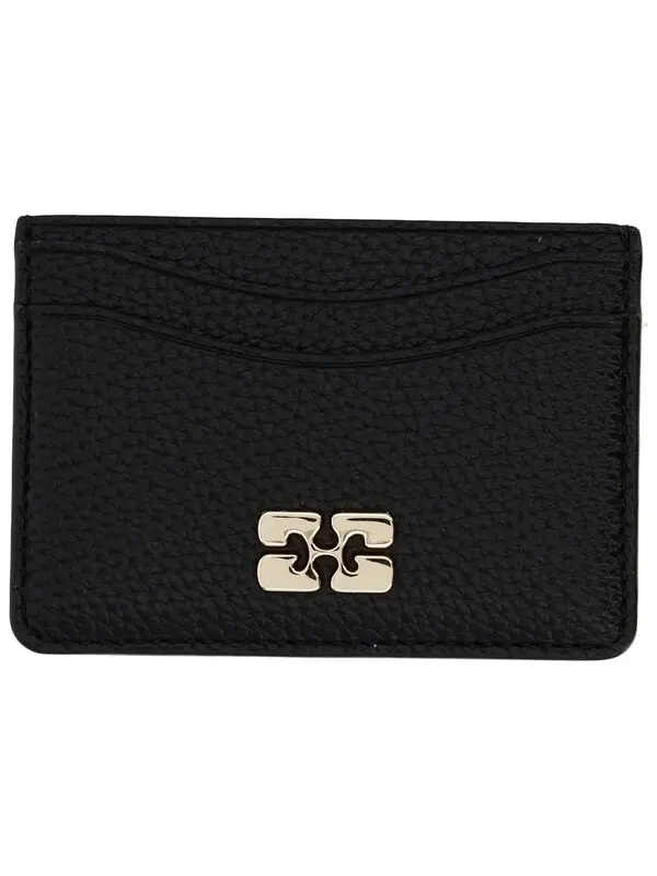 GANNI Card Holder With Logo - Black