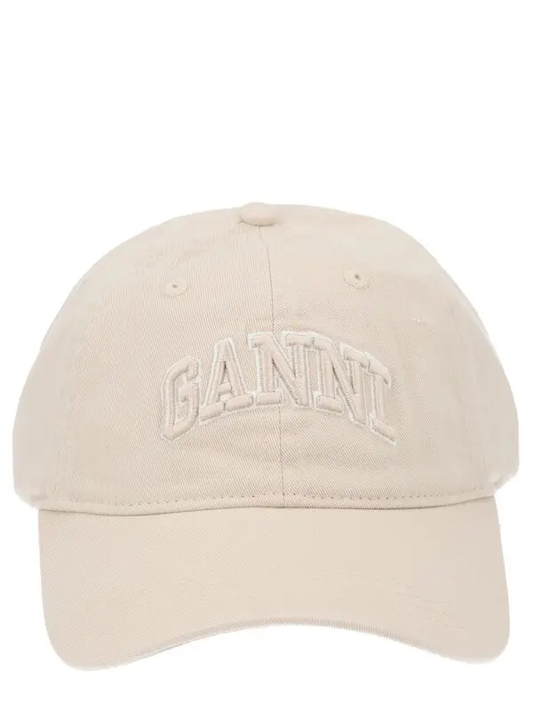 GANNI Baseball Cap With Logo - Ivory