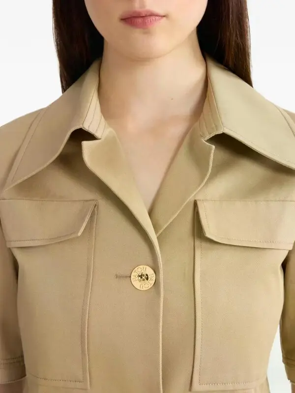 PATOU Cropped Cotton Jacket With Flap Pockets - Neutrals
