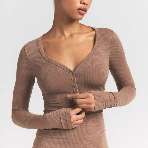 SKIMS Wool Rib Henley Mini Dress - Sienna