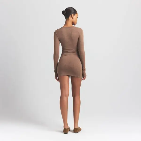 SKIMS Wool Rib Henley Mini Dress - Sienna