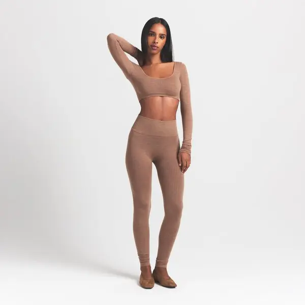 SKIMS High Waisted Legging | Pink | | Wool Rib - Sienna