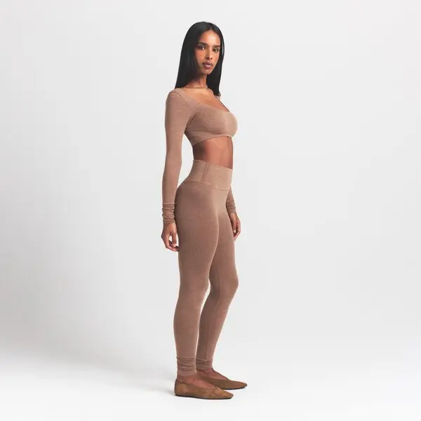 SKIMS High Waisted Legging | Pink | | Wool Rib - Sienna