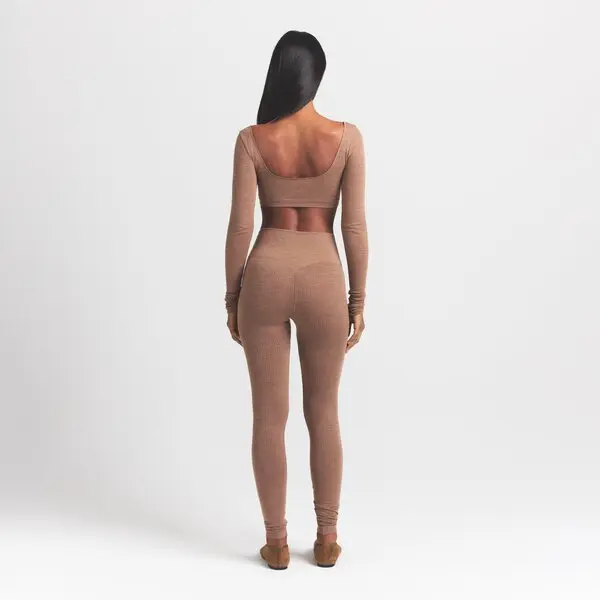 SKIMS High Waisted Legging | Pink | | Wool Rib - Sienna