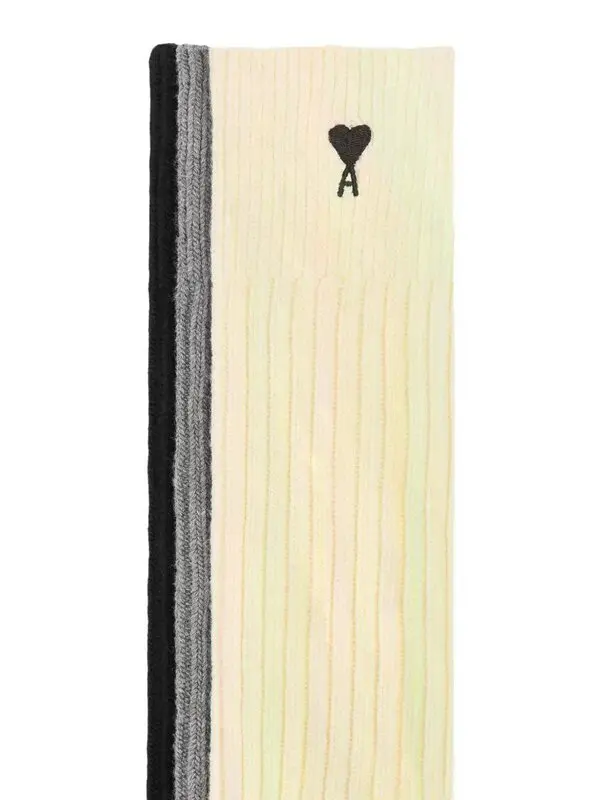 AMI Paris De Coeur Ribbed Socks - Neutrals