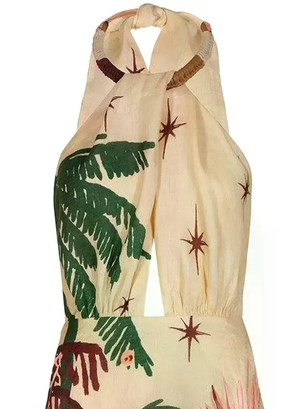 Johanna Ortiz Halterneck Printed Maxi Dress