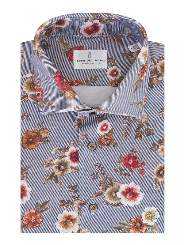 EMANUEL BERG Floral Striped Shirt - Blue