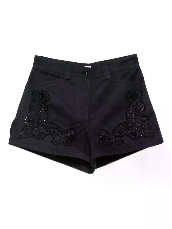 Sandro Embroidered Cotton Shorts - Blue