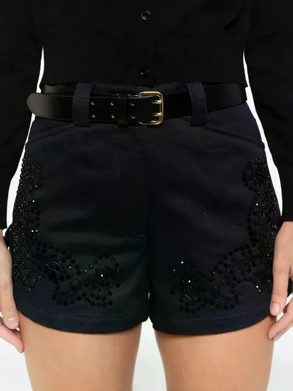 Sandro Embroidered Cotton Shorts - Blue