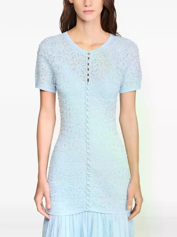 Sandro Beaded Knit Maxi Dress - Blue