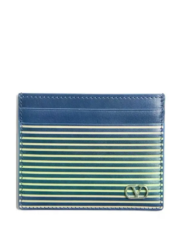 Valentino Garavani Striped Logo Signature Card Holder - Blue