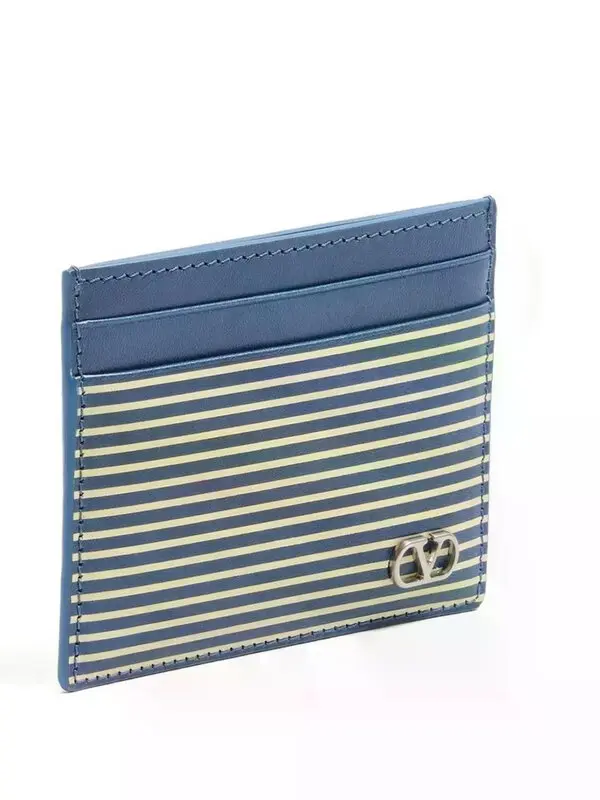Valentino Garavani Striped Logo Signature Card Holder - Blue