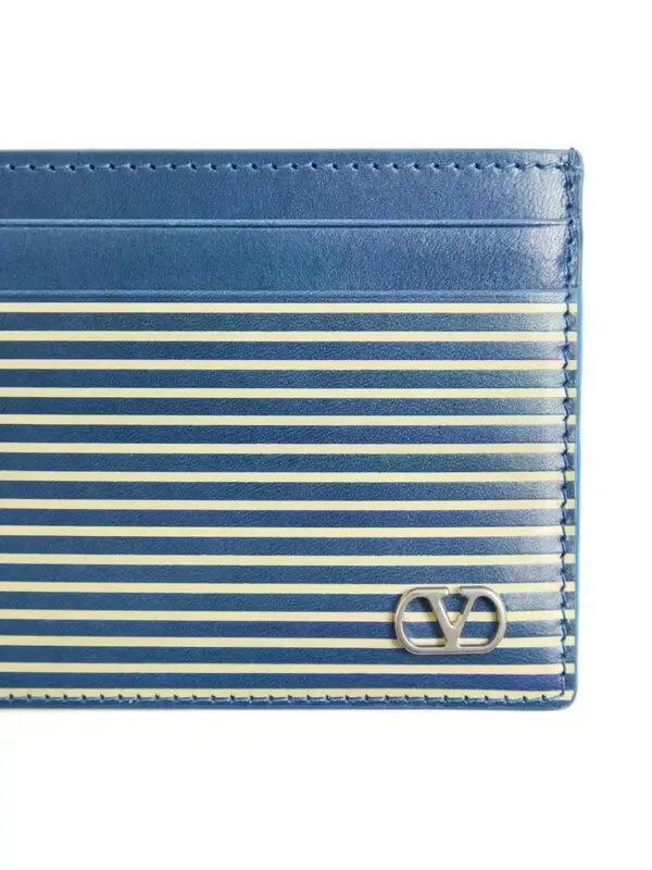 Valentino Garavani Striped Logo Signature Card Holder - Blue