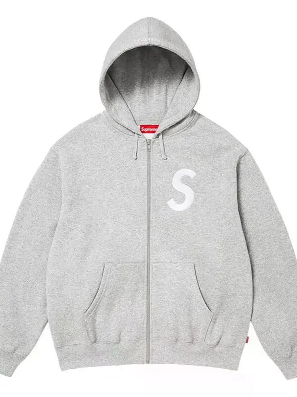 Supreme S Logo Zip-Up Hoodie - Grey | Editorialist