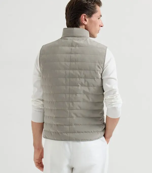 Brunello Cucinelli Bonded Nylon Down Gilet - Brown