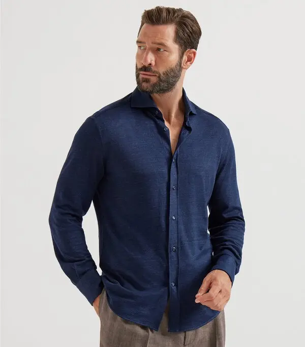 Brunello Cucinelli Linen-cotton Jersey Shirt