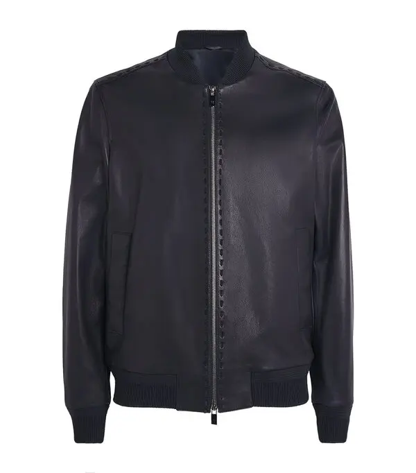 Pal Zileri Leather Bomber Jacket
