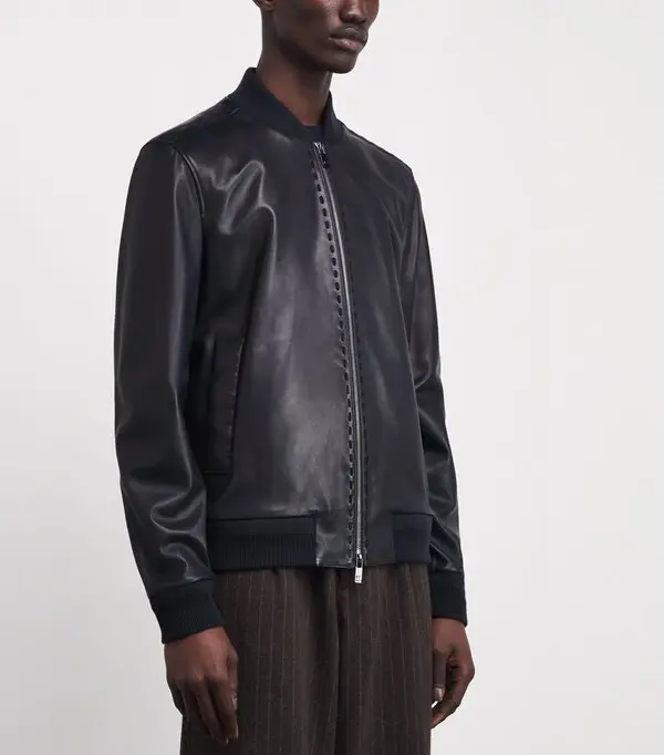 Pal Zileri Leather Bomber Jacket